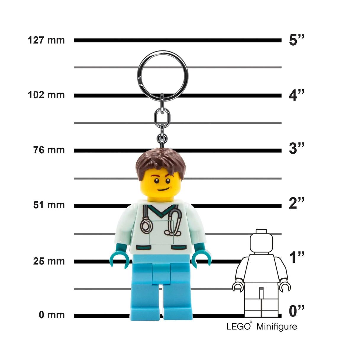 LEGO City Large 3 Inch Tall Figure Keychain Light - Male Nurse (KE194H ...